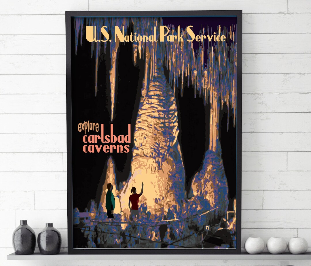 Carlsbad Caverns National Park Poster, New Mexico National Park Vintage ...