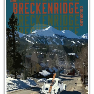 Breckenridge Colorado Ski Vintage Style Travel Poster, Breckenridge ...
