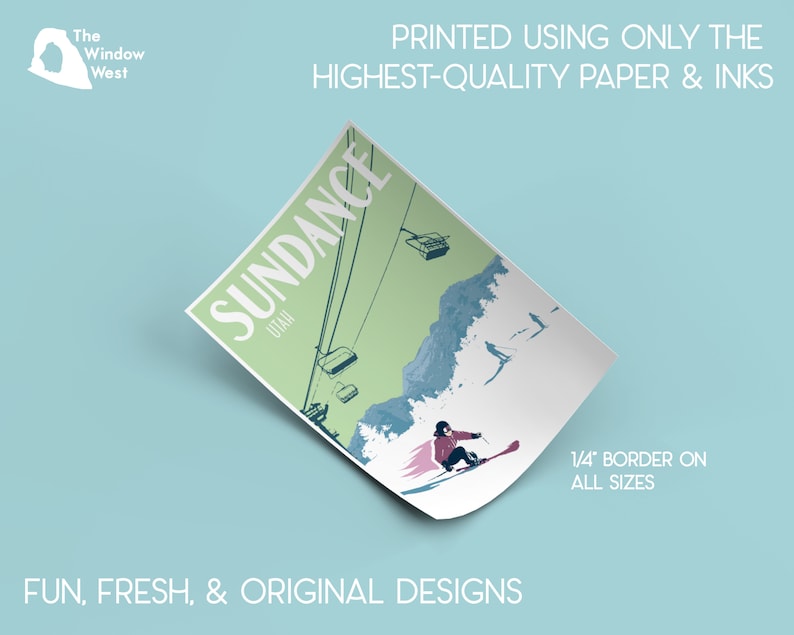 Sundance Utah Skiing Vintage Style Travel Poster Sundance | Etsy