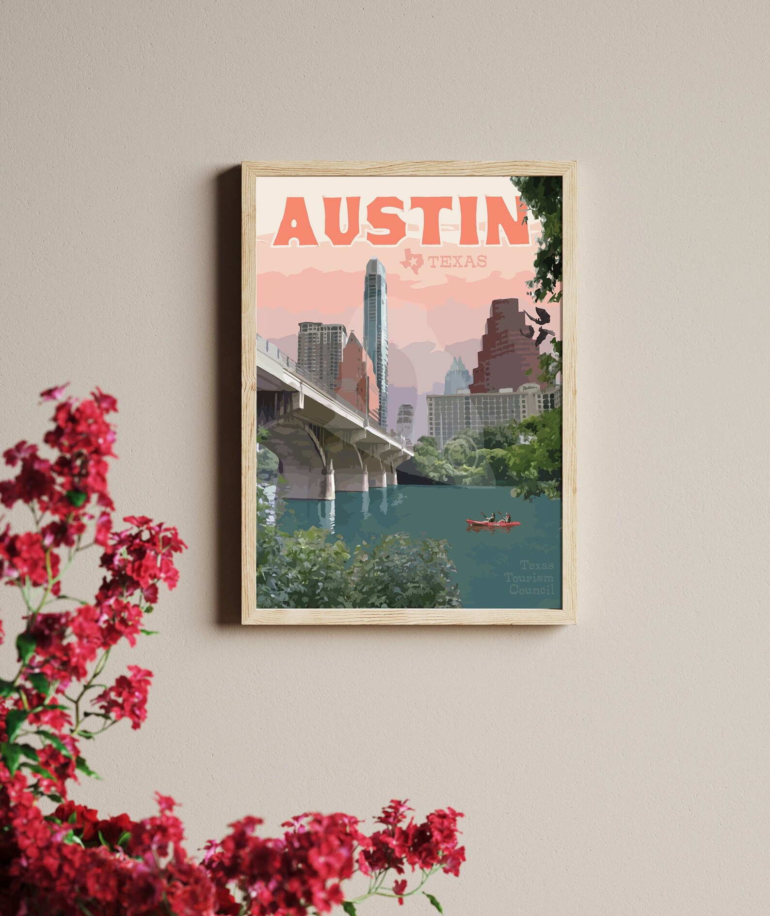 Austin Texas Travel Poster, Austin Texas Vintage Style Print - Etsy