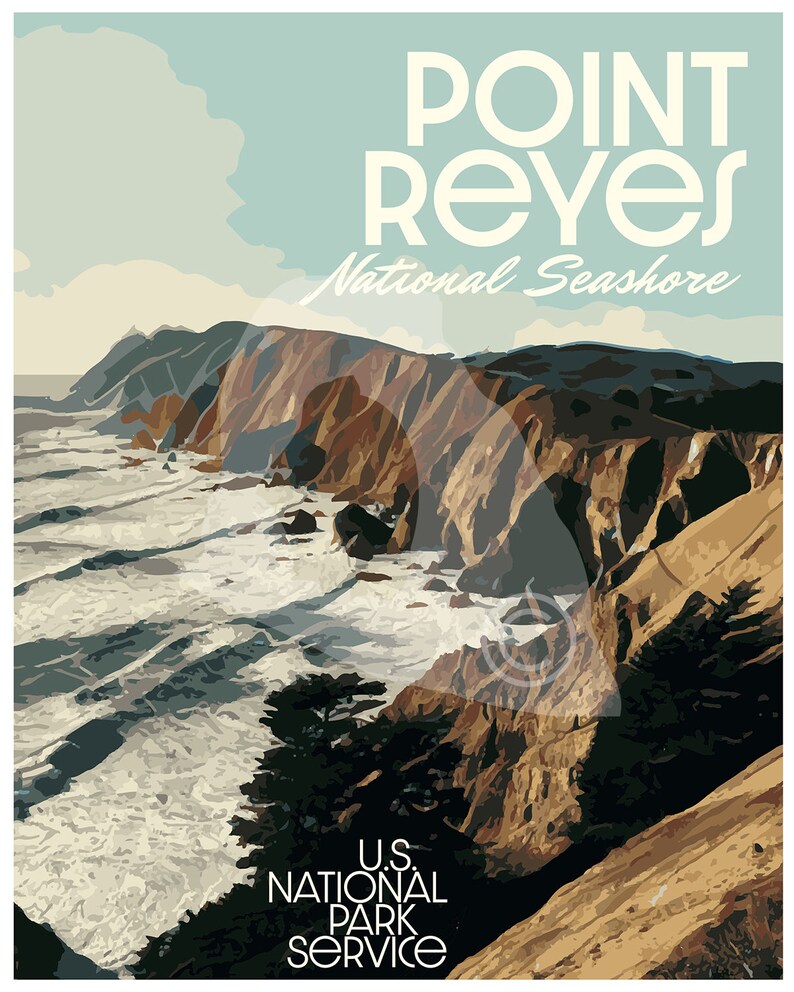 Point Reyes National Seashore Vintage Style Travel Poster | Etsy