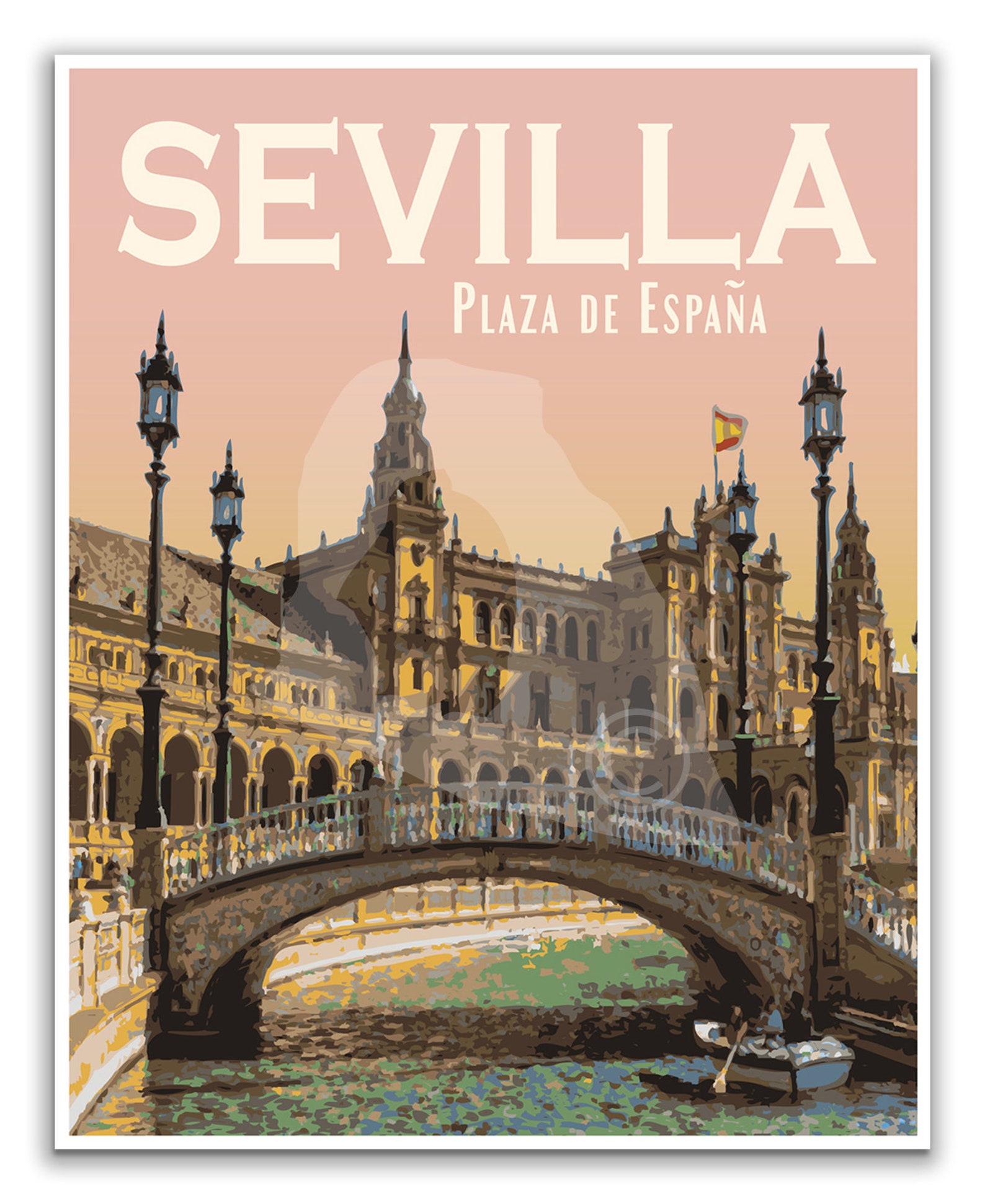 Seville Spain Vintage Style Travel Poster Sevilla Espana - Etsy