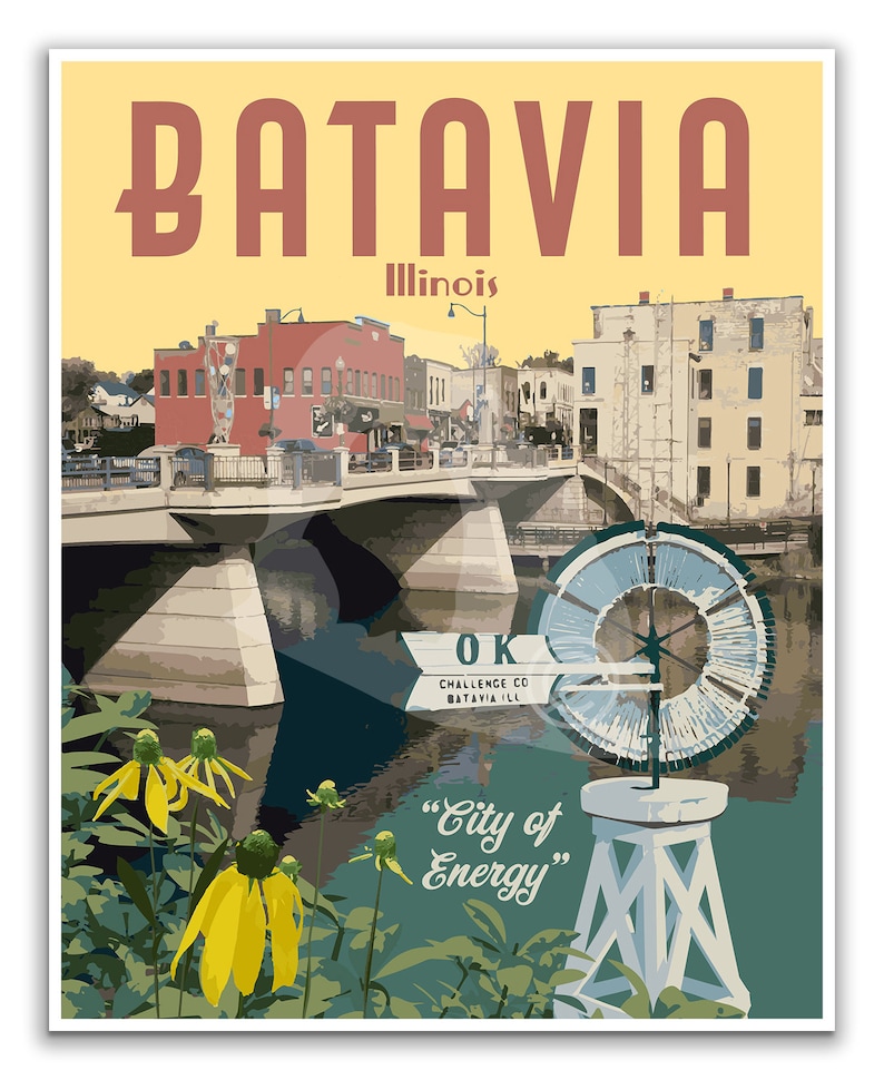 Batavia Illinois Travel Poster Batavia Illinois Print | Etsy
