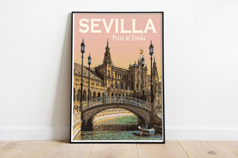 Seville Spain Vintage Style Travel Poster Sevilla Espana - Etsy