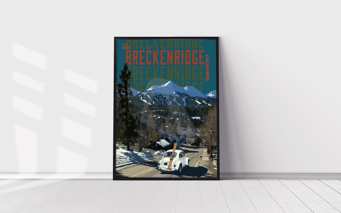 Breckenridge Colorado Ski Vintage Style Travel Poster | Etsy