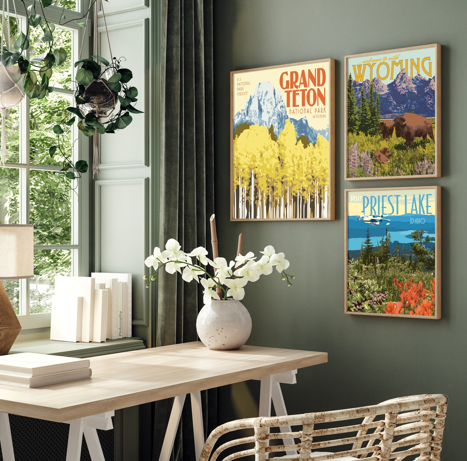 Grand Teton National Park Poster Grant Teton Travel Poster | Etsy