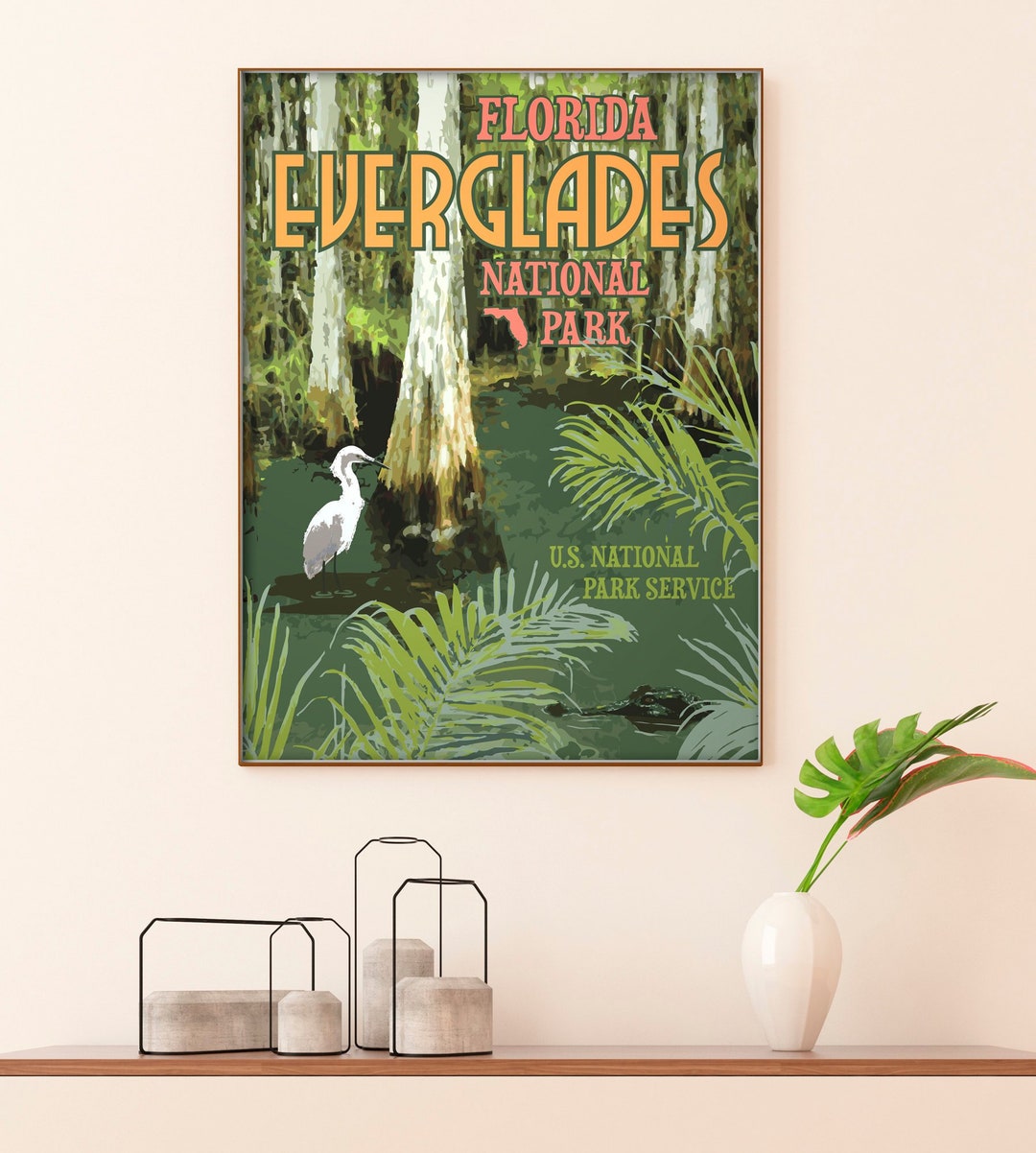 Everglades National Park Vintage Style Travel Poster, Florida Travel ...