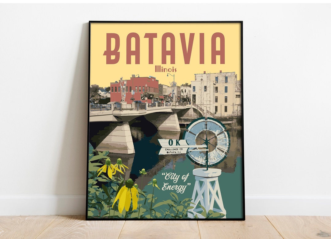 Batavia Illinois Travel Poster, Batavia Illinois Print, Vintage Travel ...