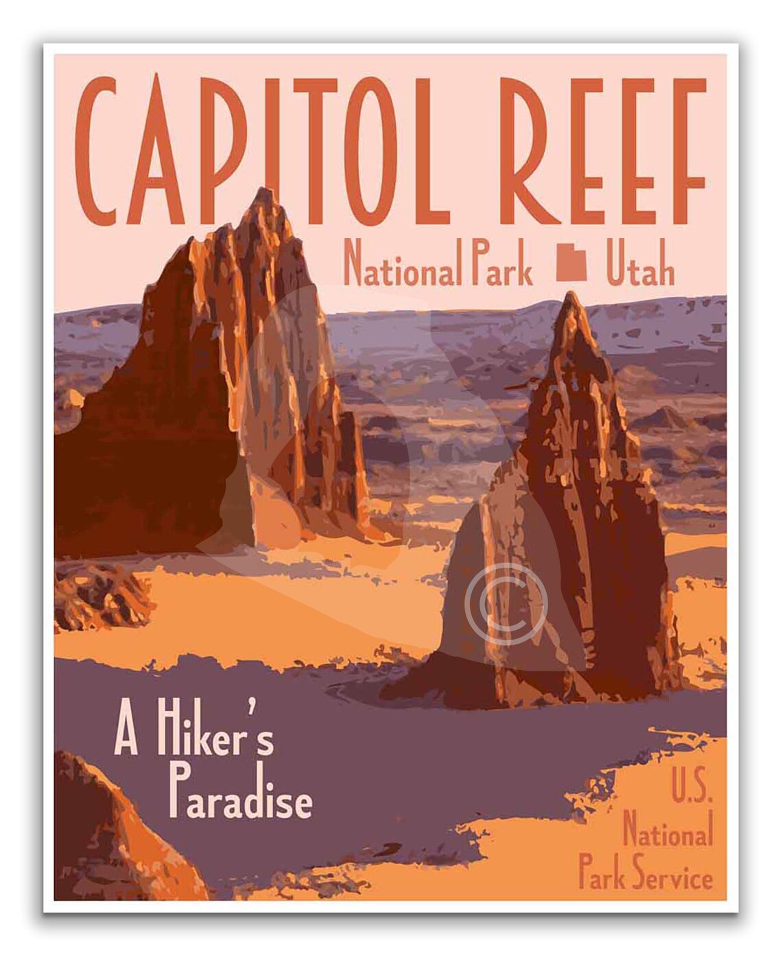 Capitol Reef National Park Utah Vintage Style Travel Poster - Etsy