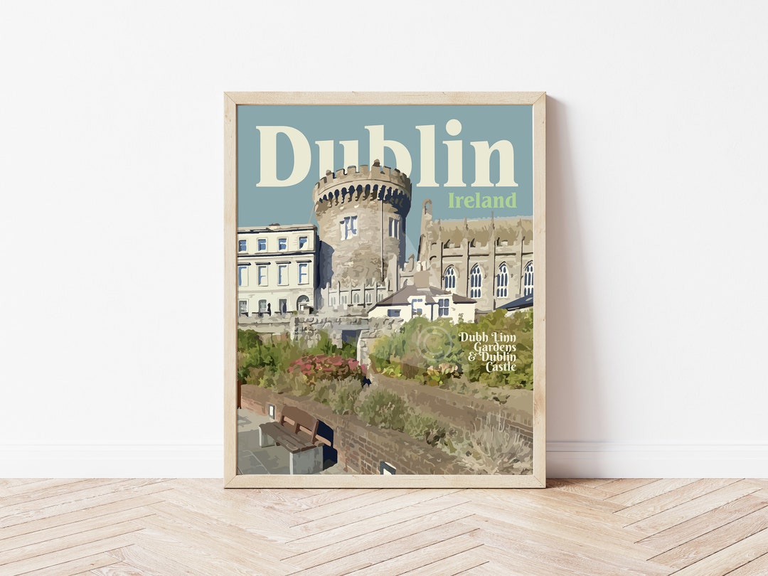 Dublin Ireland Vintage Style Travel Print, Dublin Castle Dubh Linn ...