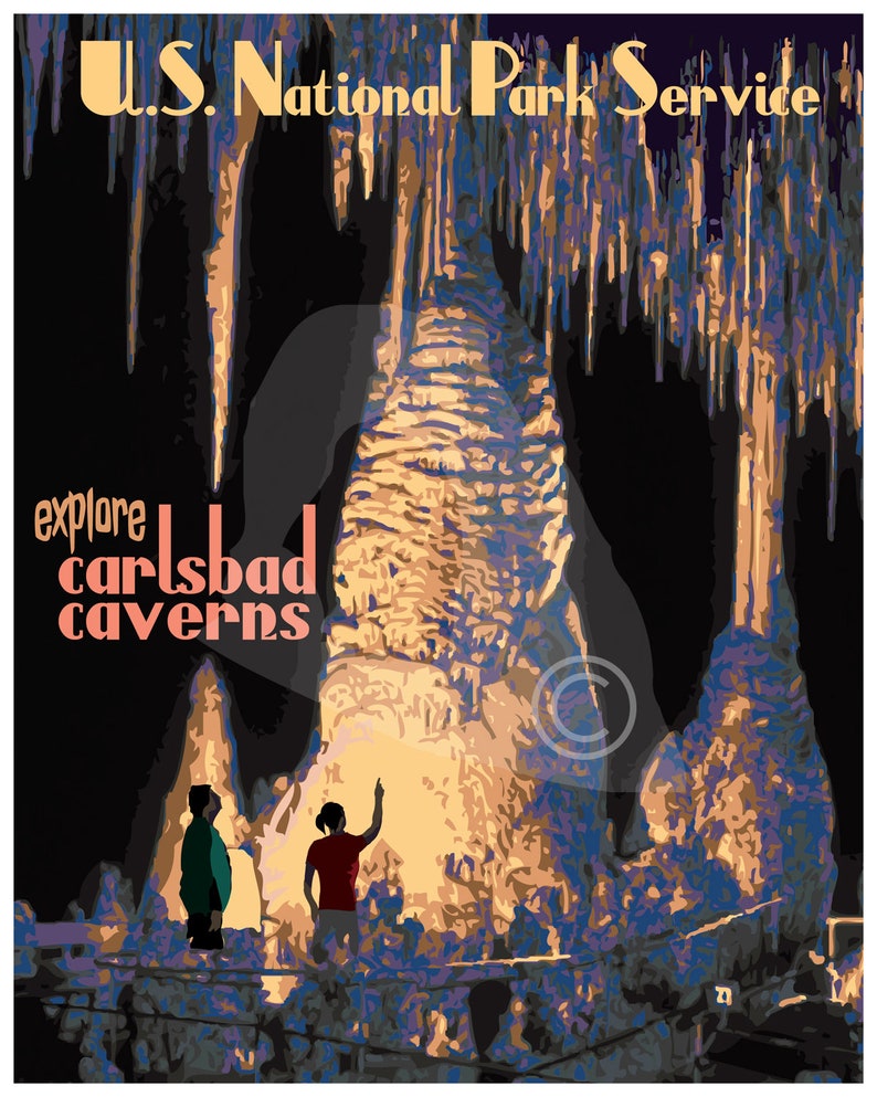 Carlsbad Caverns National Park Poster Vintage Carlsbad | Etsy