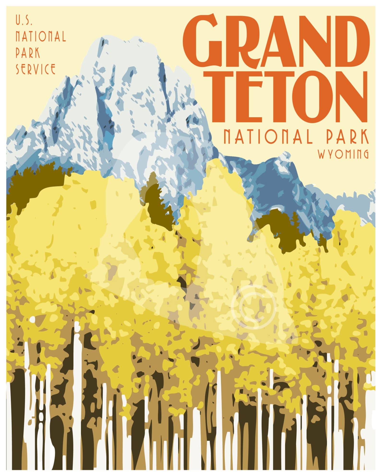 Grand Teton National Park Poster Grant Teton Travel Poster | Etsy
