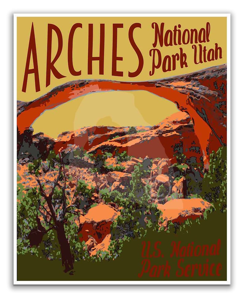Arches National Park Travel Poster Landscape Arch Poster - Etsy