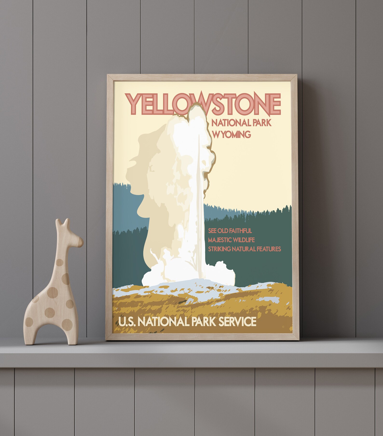 Yellowstone National Park Vintage Style Travel Poster - Etsy