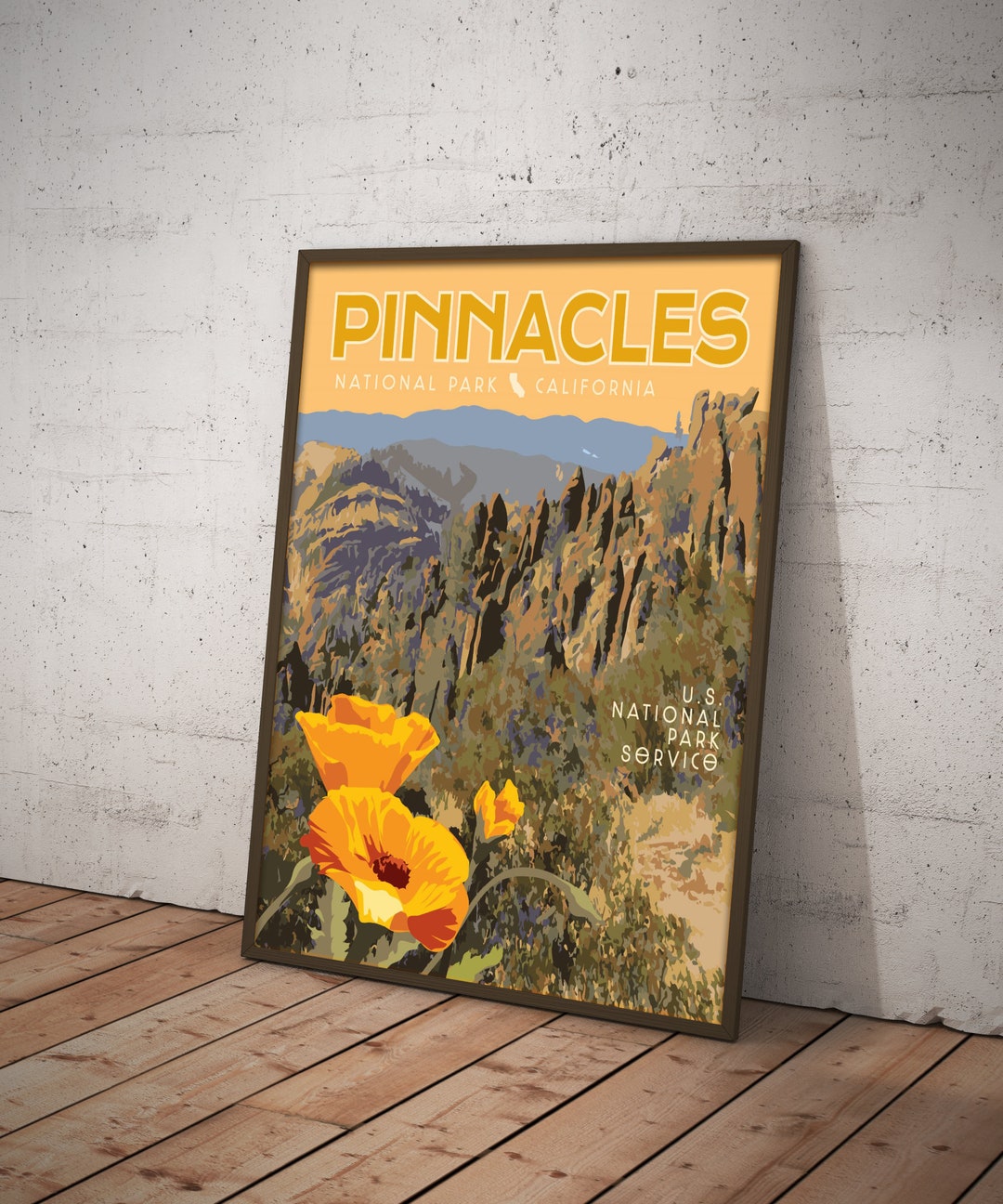 Pinnacles National Park Vintage Style Travel Poster, Pinnacles National ...