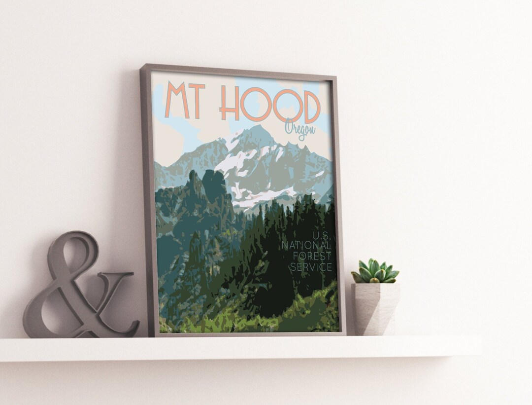 Mount Hood National Forest Vintage Style Travel Poster, Mount Hood ...