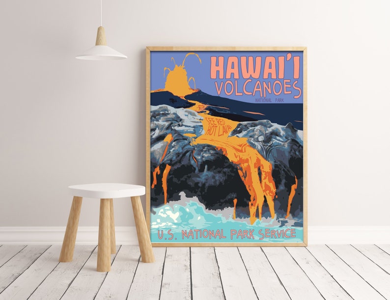 Hawaii Volcanoes National Park Vintage Style Travel Poster - Etsy