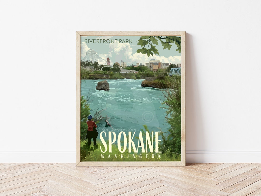 Spokane Washington Poster, Spokane Riverfront Park Print, Spokane Falls ...