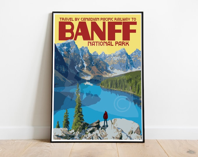 Printable Banff National Park Poster, Lake Moraine Travel Poster, Banff Canada Wall Art, Home ...