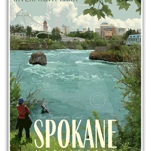 Spokane Washington Poster, Spokane Riverfront Park Print, Spokane Falls ...