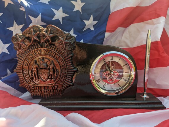Custom Police Badge Shelf/desktop Clock With Pen Holder - Etsy