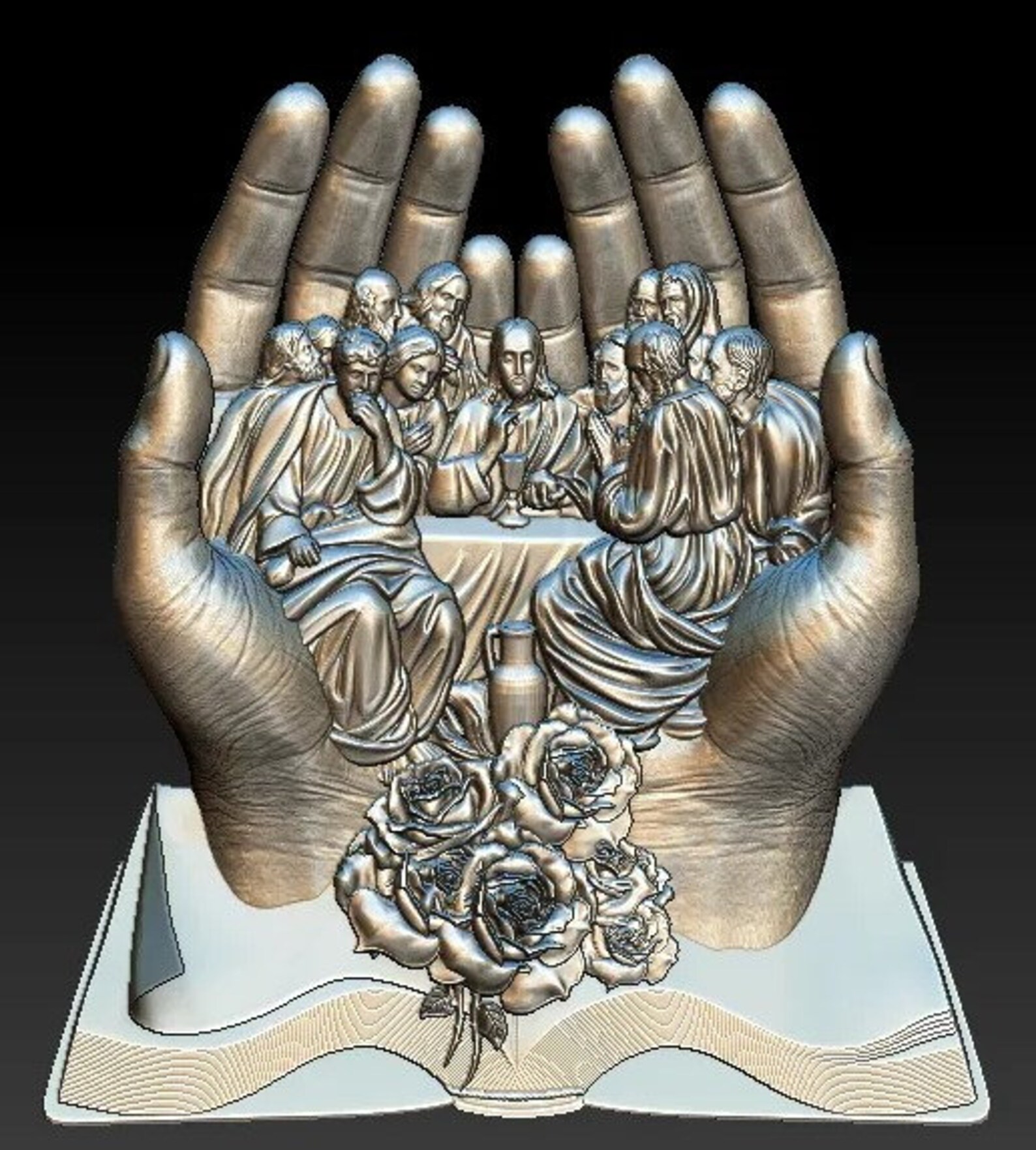 3D STL File for CNC - Last Supper With Hands - Lord's Supper - Etsy