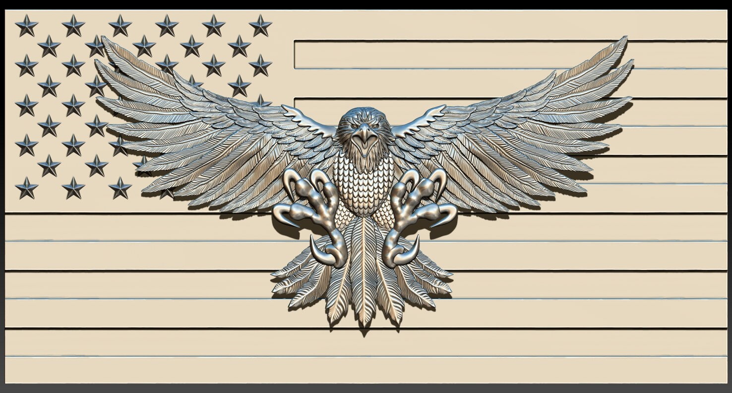 3D STL Model for CNC Set V1 Flag USA With Eagle - Etsy