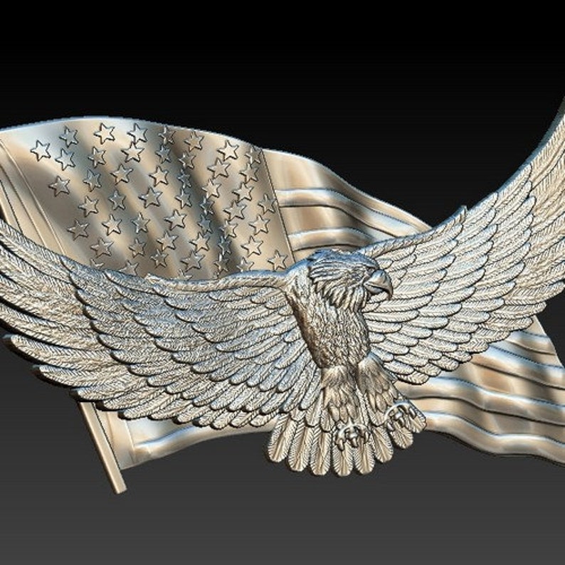 3D STL File for CNC Eagle With Flag V2 - Etsy