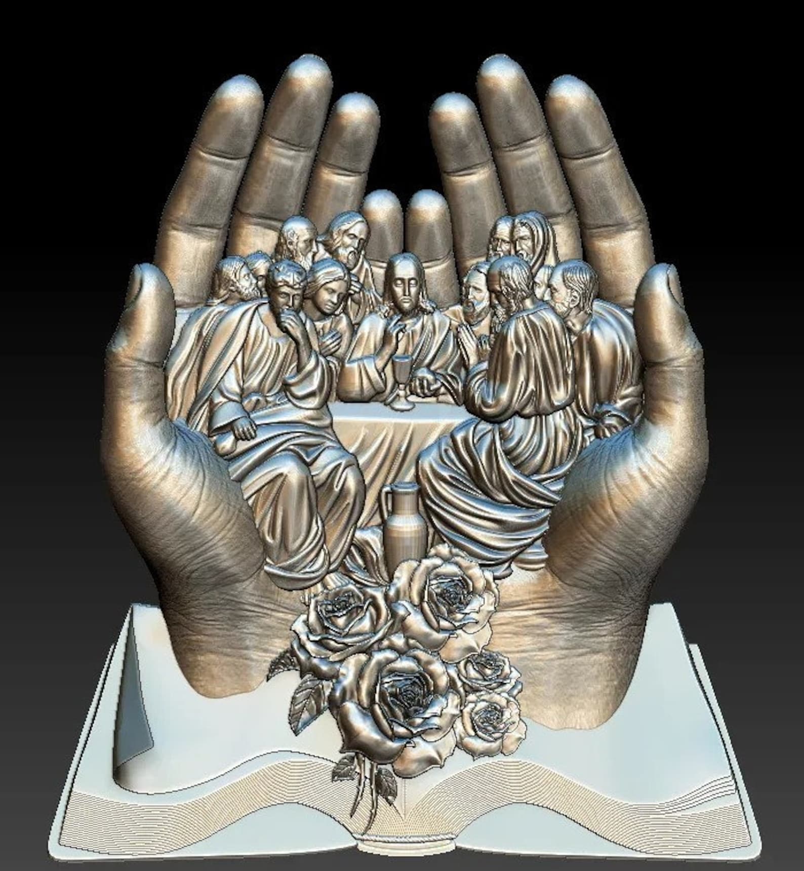 3D STL File for CNC - Last Supper With Hands - Lord's Supper - Etsy