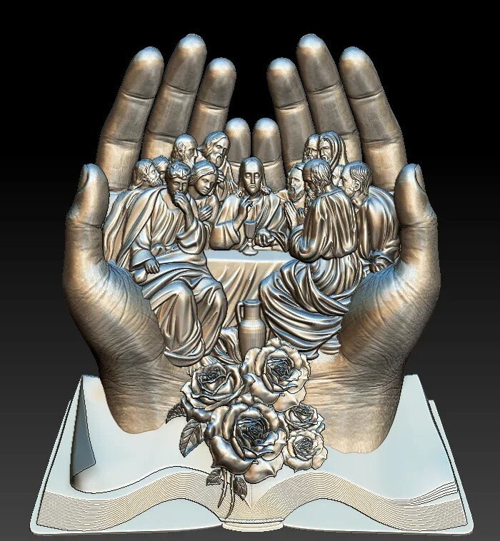 3D STL File for CNC - Last Supper With Hands - Lord's Supper - Etsy