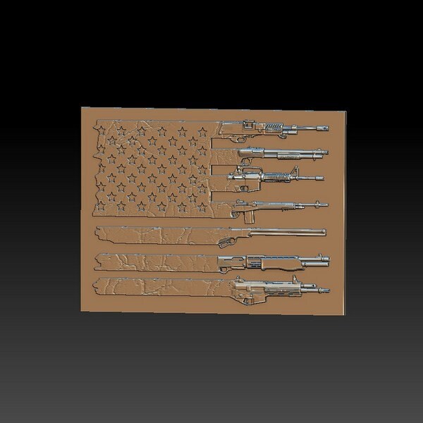 3D STL Model for CNC - Flag USA With Guns - Etsy