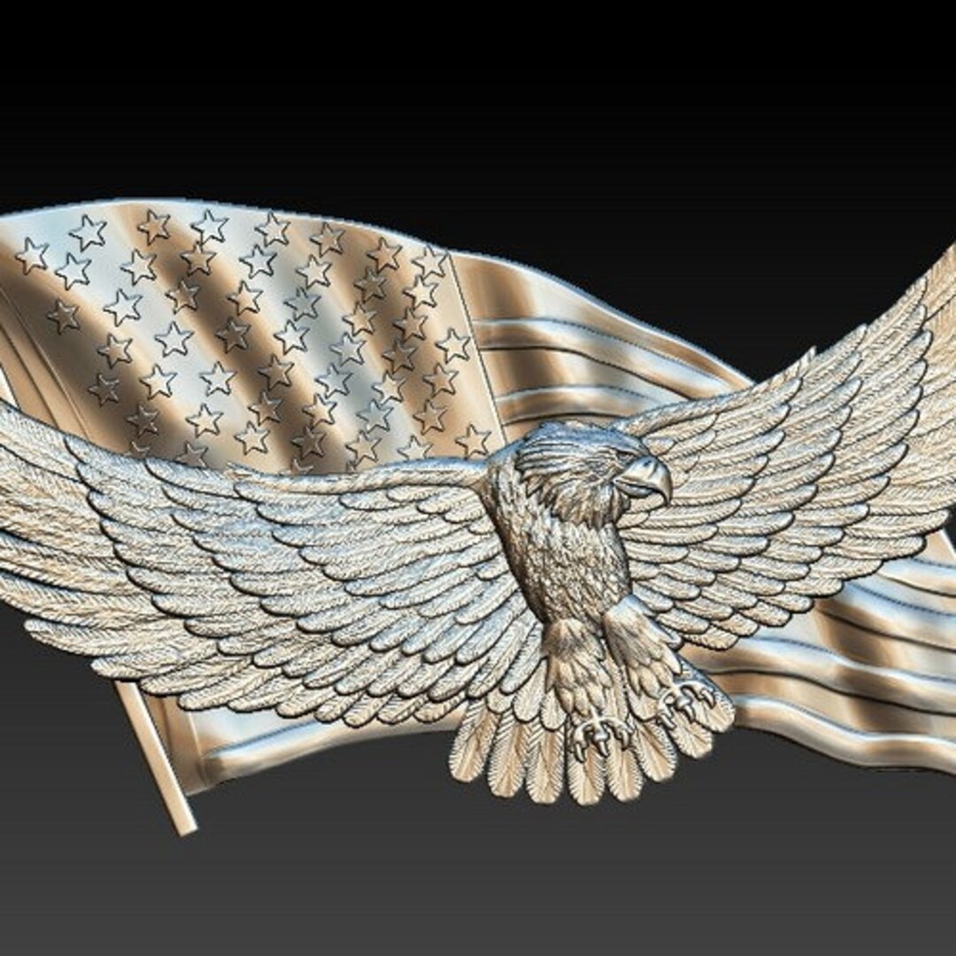 3D STL File for CNC - Eagle With Flag V2 - Etsy