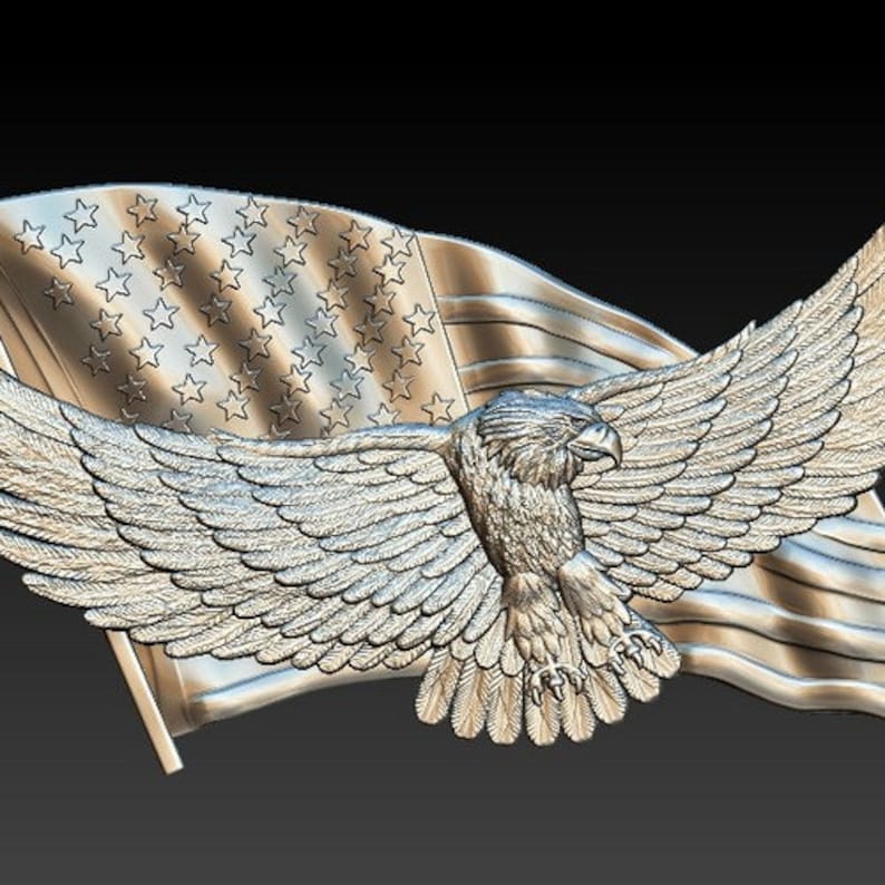 3D STL File for CNC Eagle With Flag V2 - Etsy
