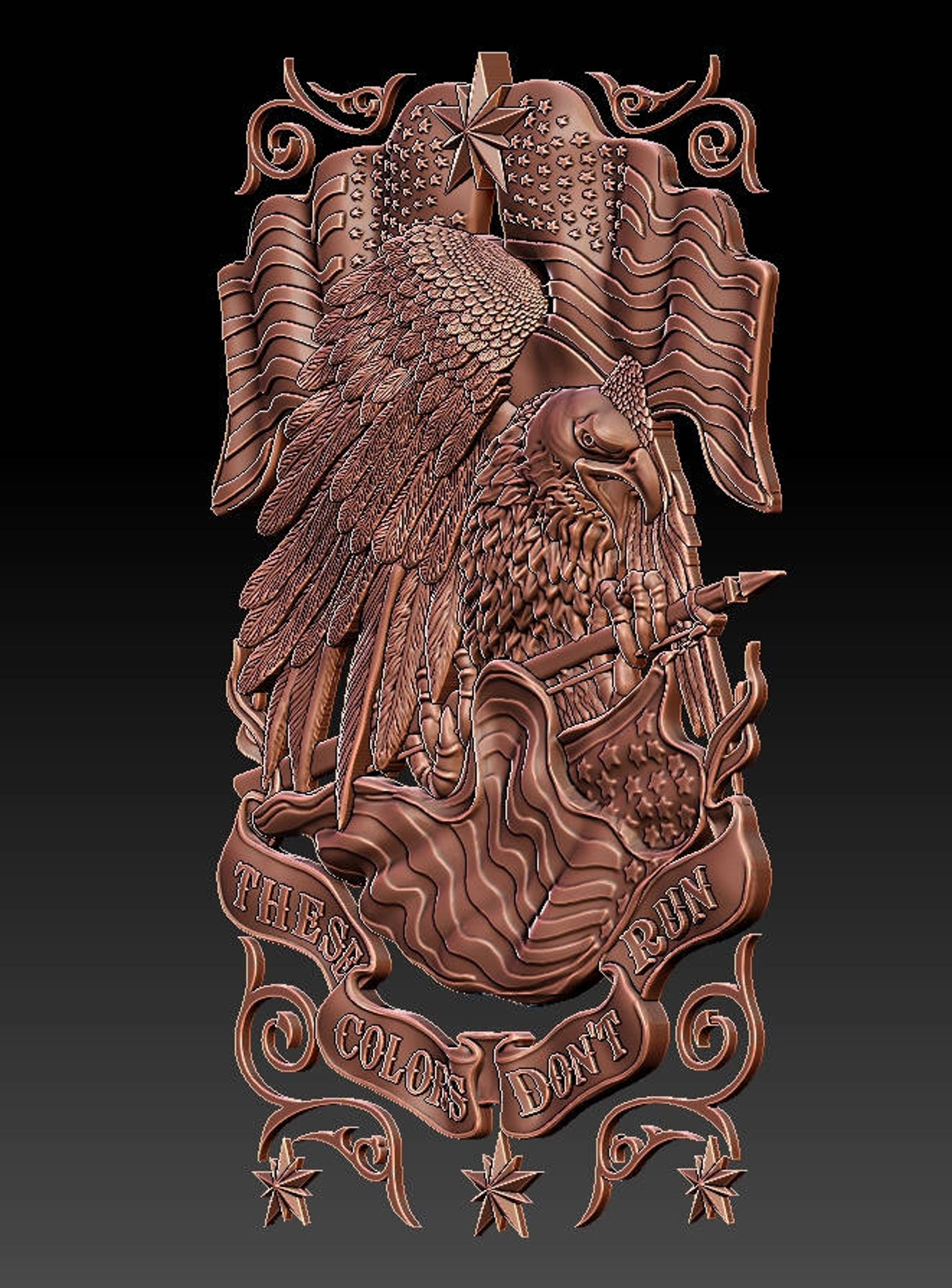 3D STL Model for CNC Eagle With Flags - Etsy