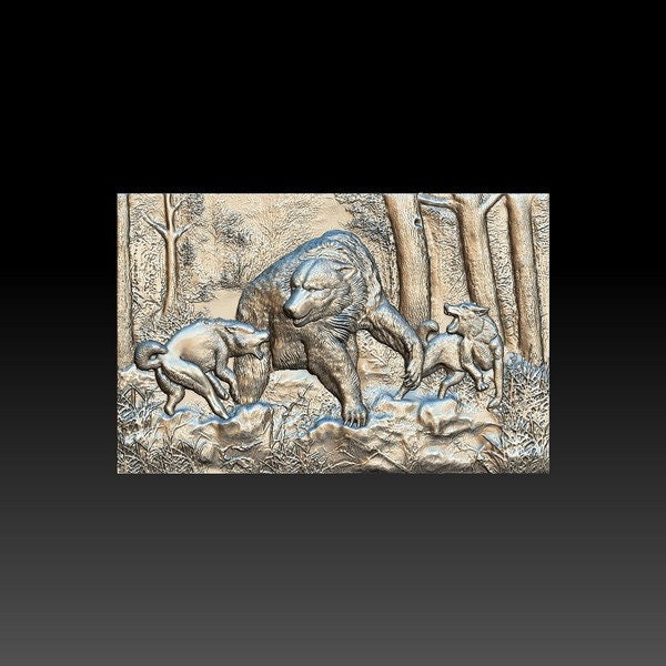 3D STL Model for CNC - Scene Bear Hunting - Etsy