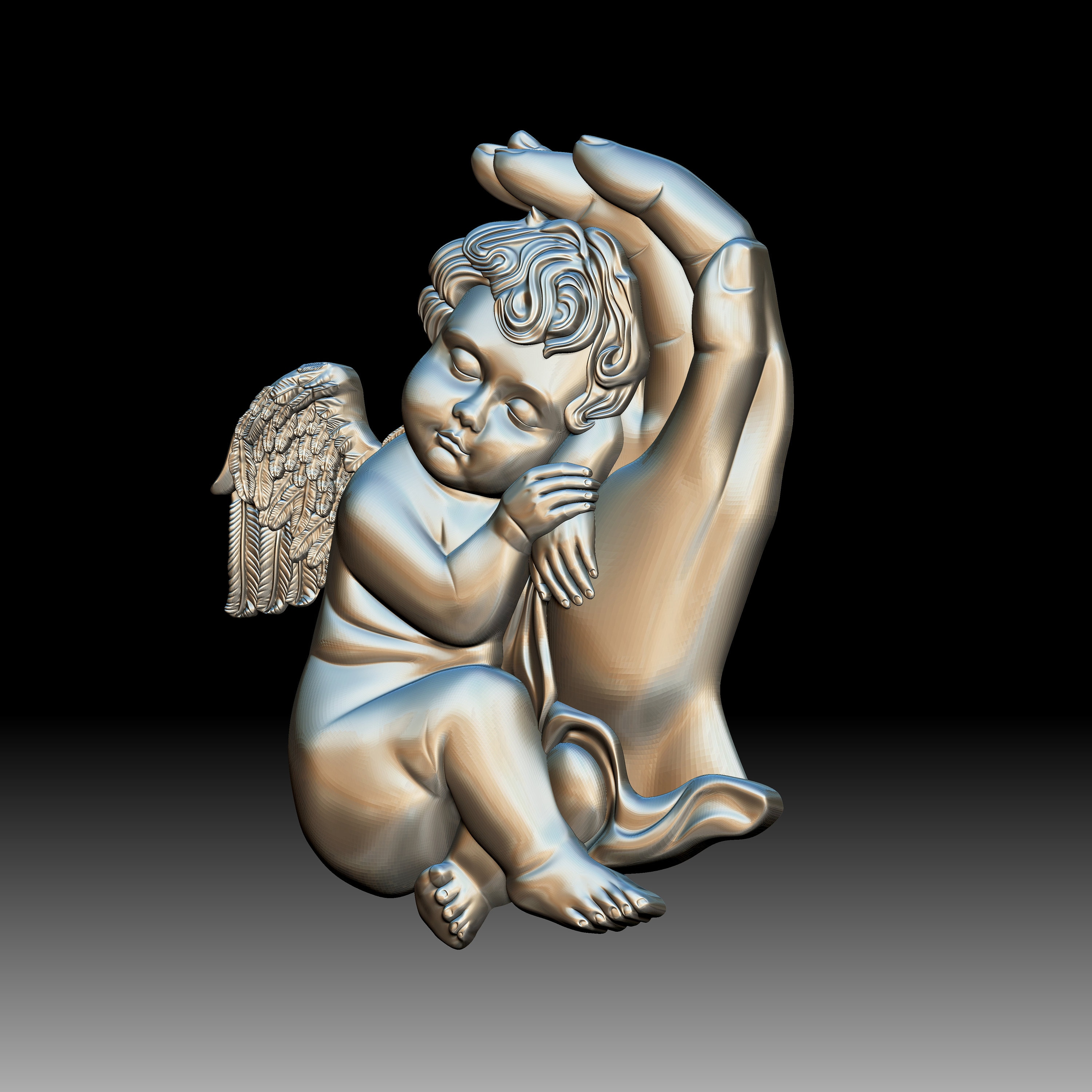 3D STL File for CNC Angel With Hand - Etsy