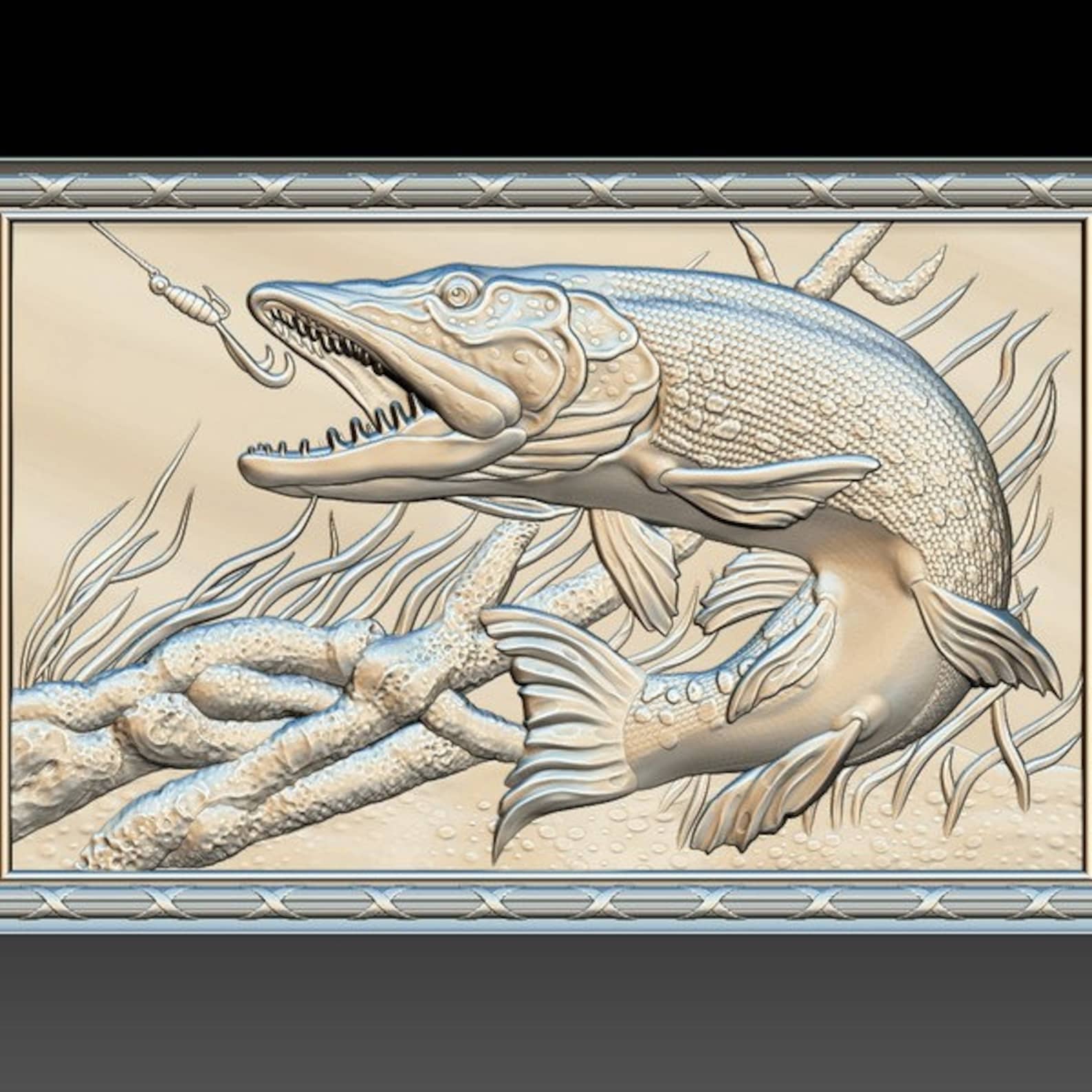 3D STL File for CNC - Fish Scene Pike - Etsy