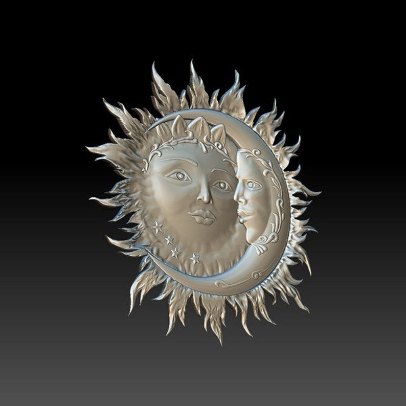 3D STL File for CNC Sun and Moon - Etsy