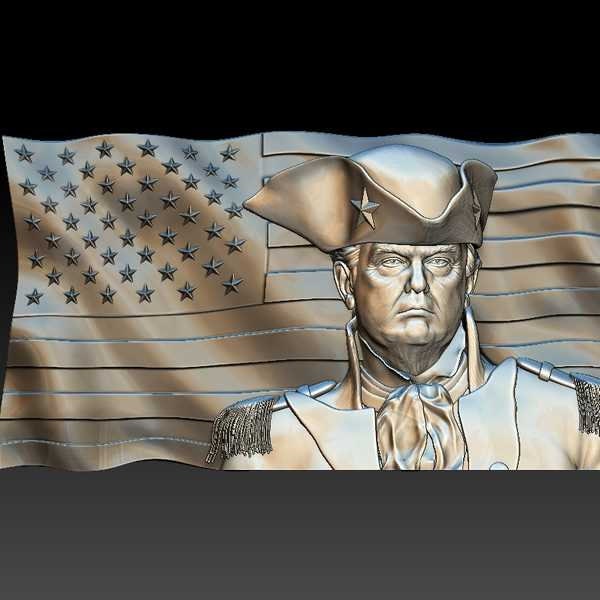 3D STL Model for CNC Trump With Flag USA (Instant Download) - Etsy