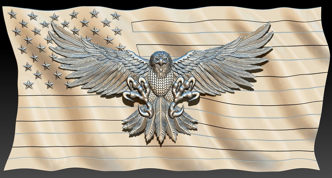 3D STL Model for CNC - Set V1 Flag USA With Eagle - Etsy
