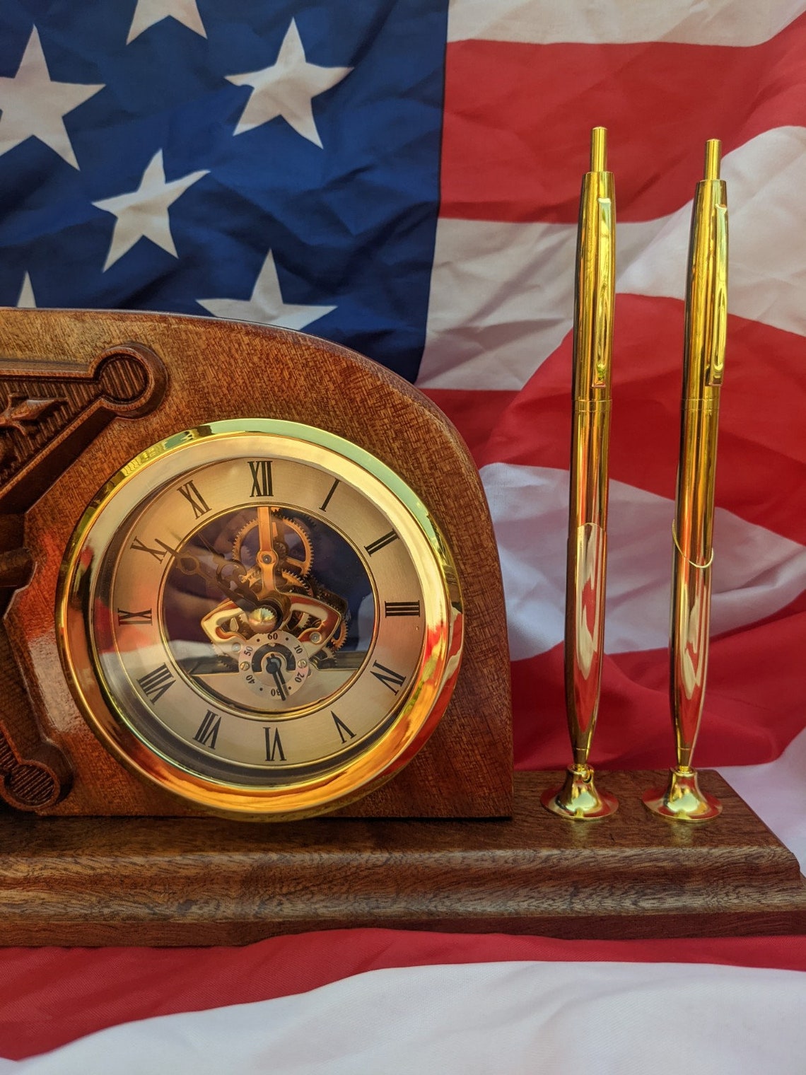 Custom Police Badge Shelf/desktop Clock With Pen Holder - Etsy