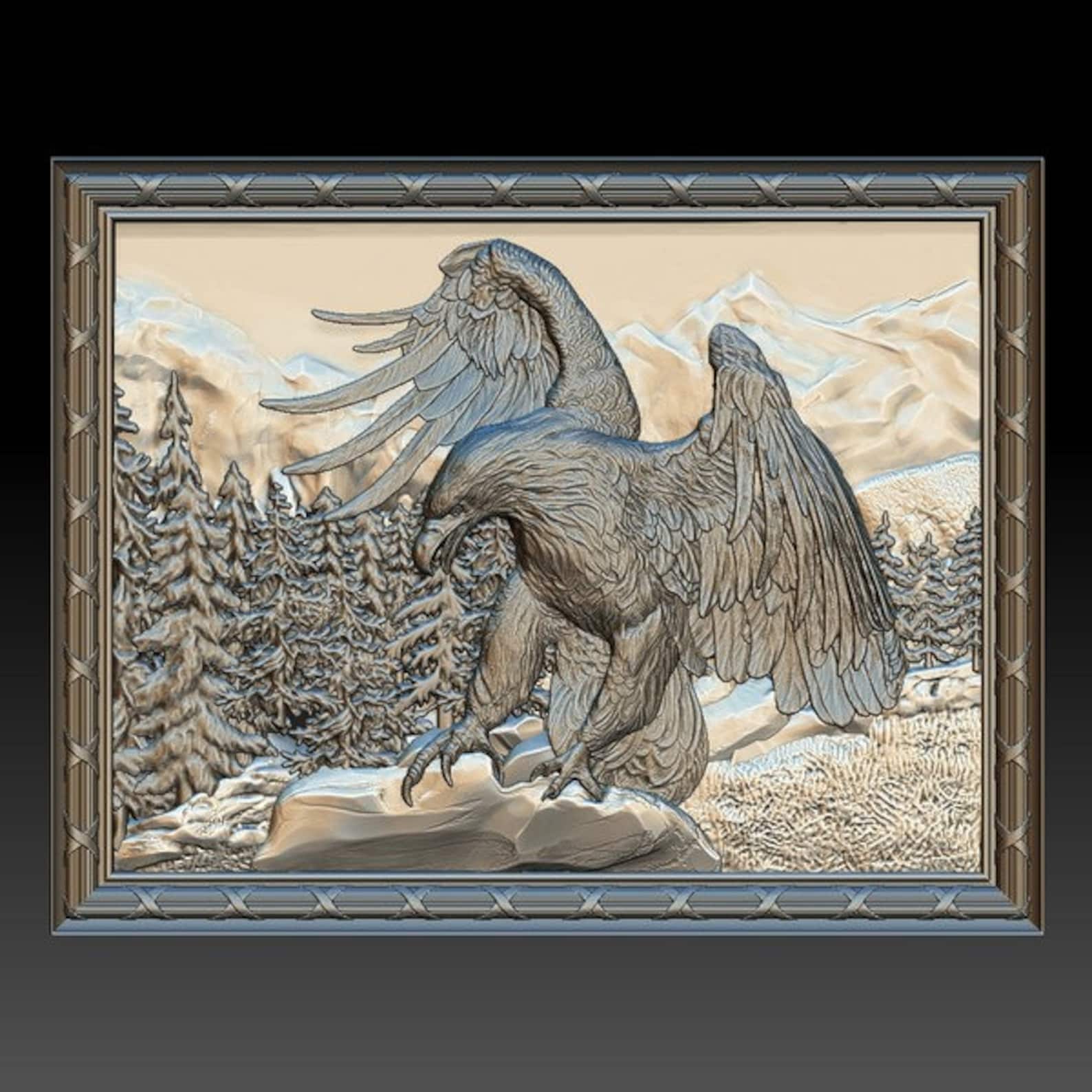 3D STL File for CNC - Eagle With Frame - Etsy