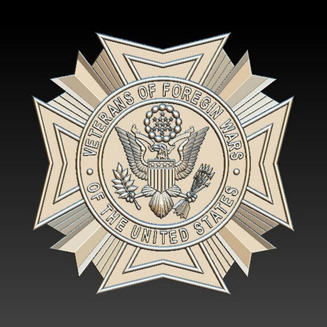 3D STL File for CNC Badge Veterans USA - Etsy