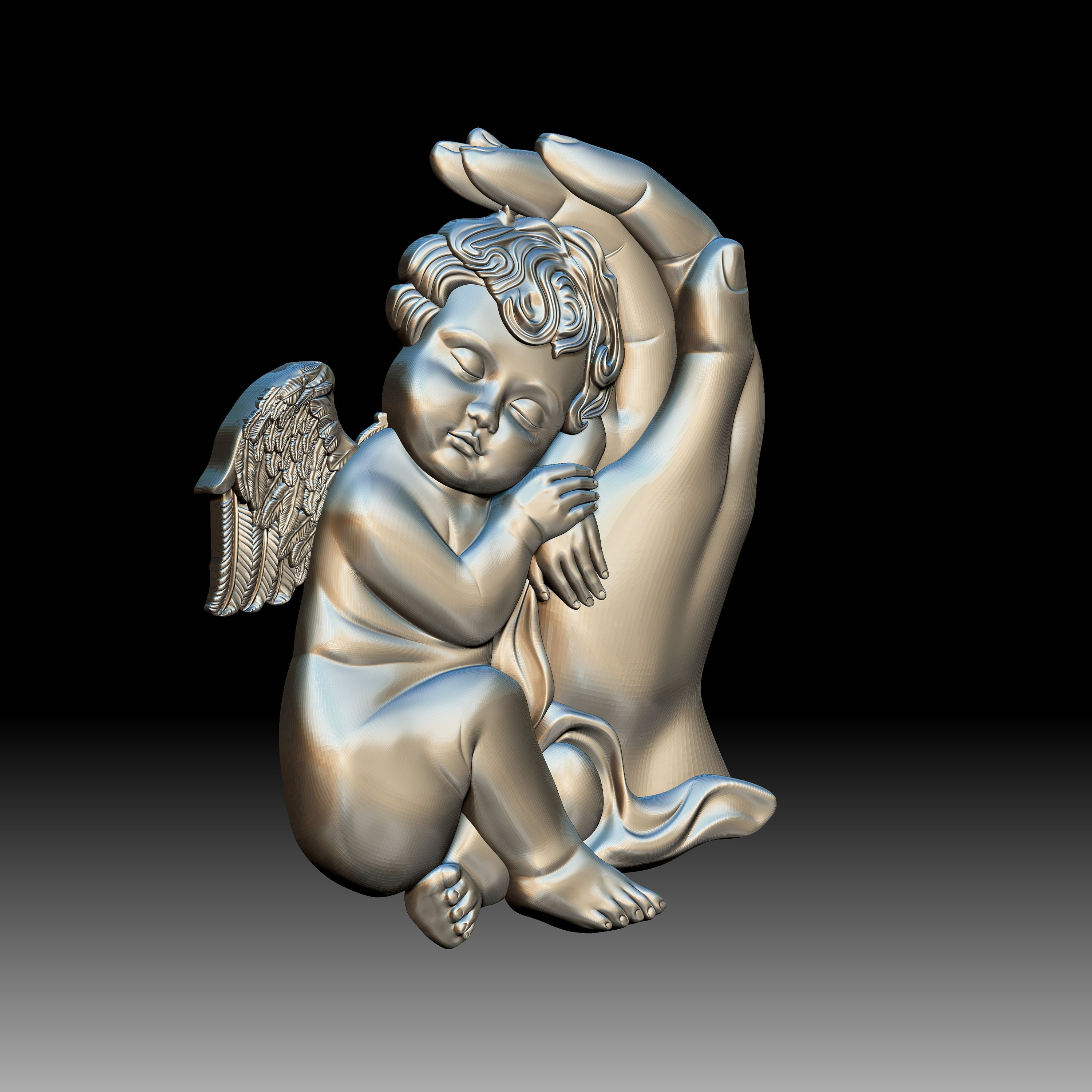 3D STL File for CNC Angel With Hand - Etsy