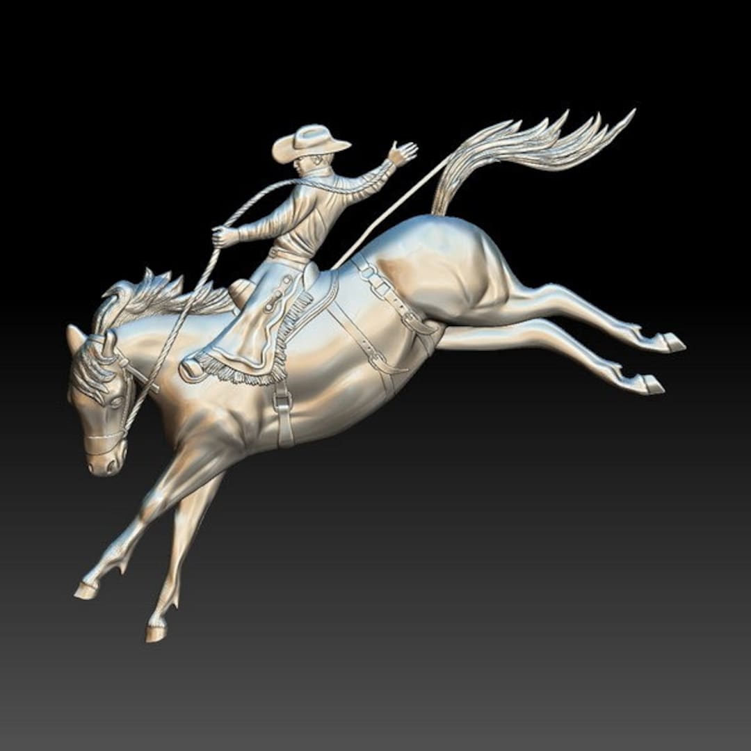 3D STL File for CNC - Horse and Cowboy - Etsy
