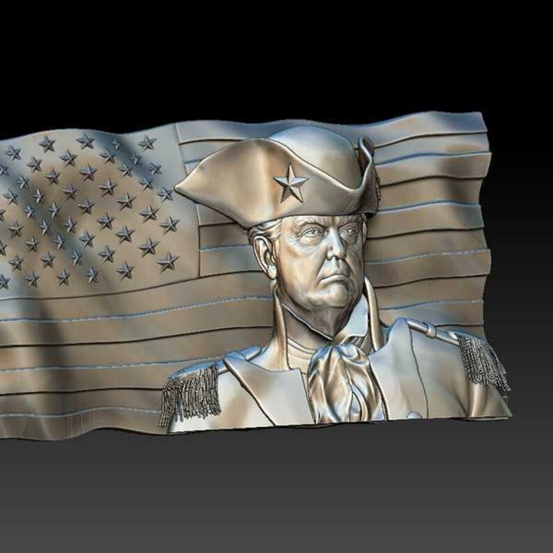 3D STL Model for CNC Trump With Flag USA (Instant Download) - Etsy