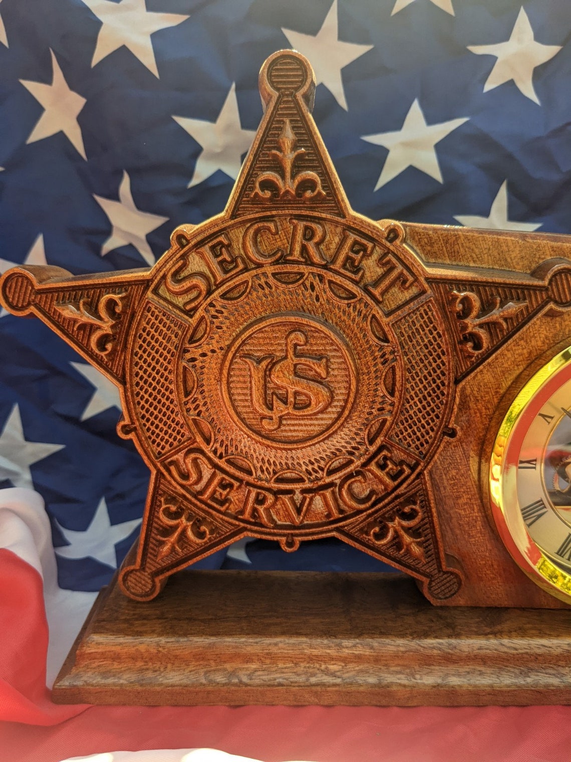 Custom Police Badge Shelf/desktop Clock With Pen Holder - Etsy