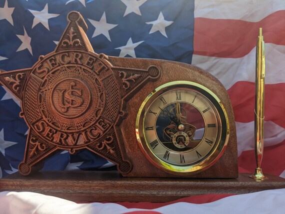 Custom Police Badge Shelf/desktop Clock With Pen Holder - Etsy