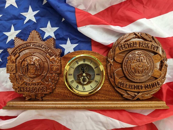 Custom Police Double Badges Shelf/desktop Clock With Pen - Etsy