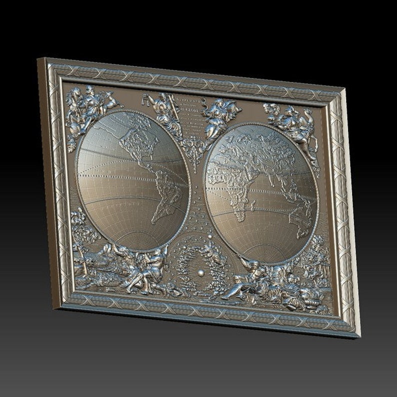3D STL File for CNC World Map With Frame - Etsy